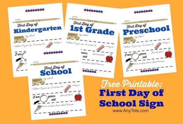 First Day of School Sign Free Printable Poster - Any Tots